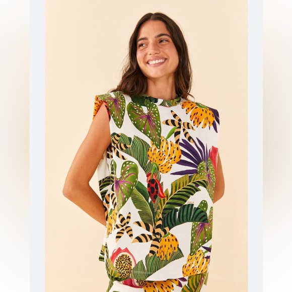 FARM Rio | Tops | Farm Rio Striped Forest Organic Cotton Tshirt | Poshmark